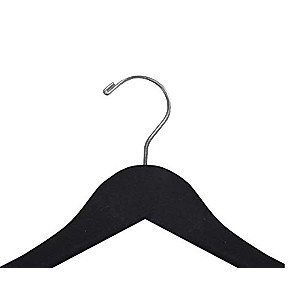 NAHANCO 8217CHNOBARHU 17” Wooden Top Hanger, Flat with Notches, Chrome Hook, Black (Pack of 25)
