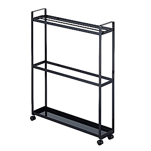 YAMAZAKI home 4293 Towel Rack and Bath Cart-Rolling Bathroom Storage Organizer, One Size, Black