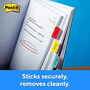 Post-it Tabs, 1 in Solid, Aqua, Lime, Yellow, Red, 22/Color, 88/Dispenser (686-ALYR1IN)
