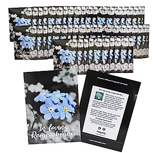 50pc Premium Pre-Filled Forget Me Not Seeds Packets ''in Loving Remembrance'' Funeral Favors for Guests, Celebration of Life Decorations, Forget Me Not Seeds Packets, Sympathy, pre Seed, Service