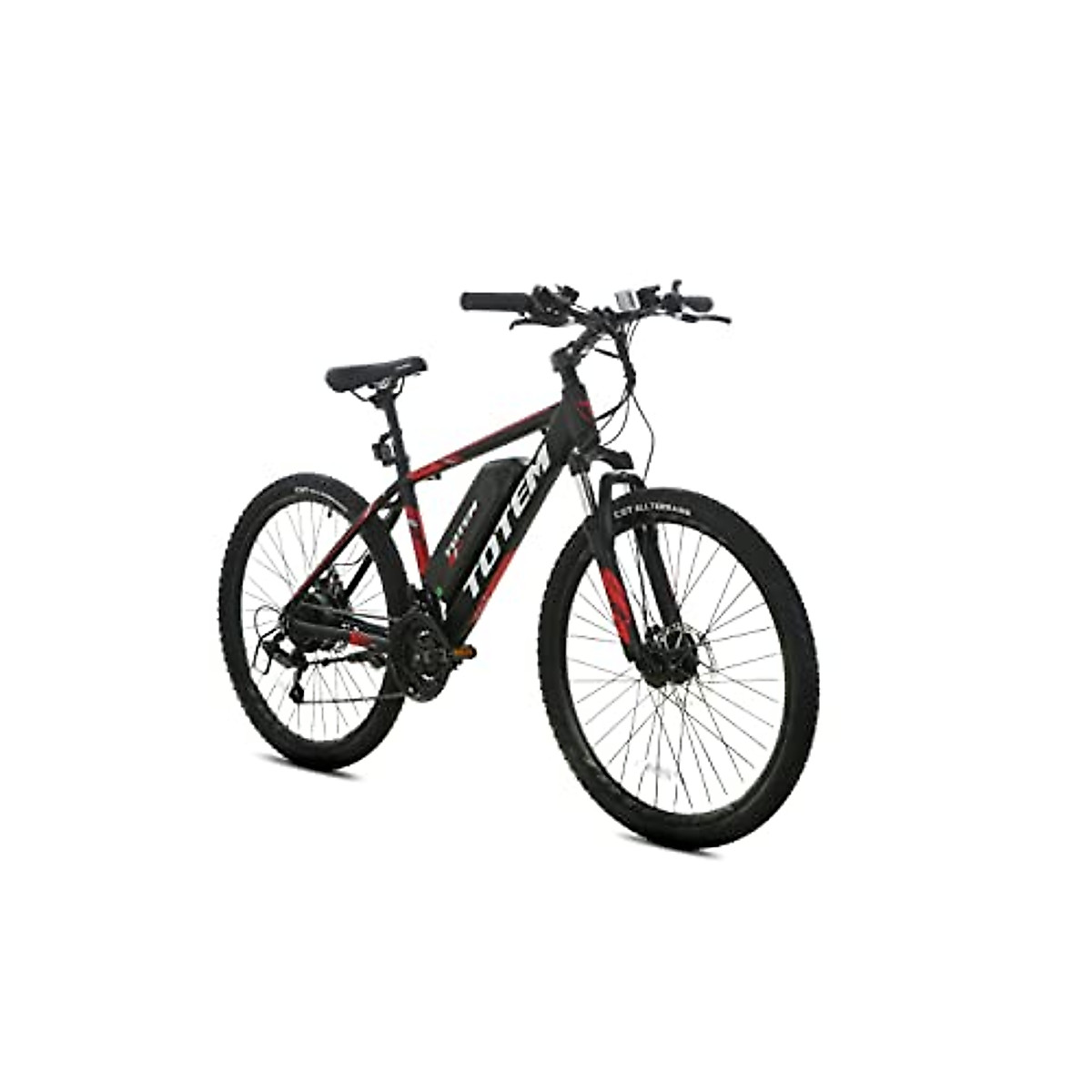 Totem Electric Bike for Adults 26”, Electric Mountain Bicycle 350W Motor, 20MPH Victor 2.0 with 36V 10.4Ah Removable Battery, E-MTB with Shimano 21 Speed Gears, Upgraded Adjustable stem-Black