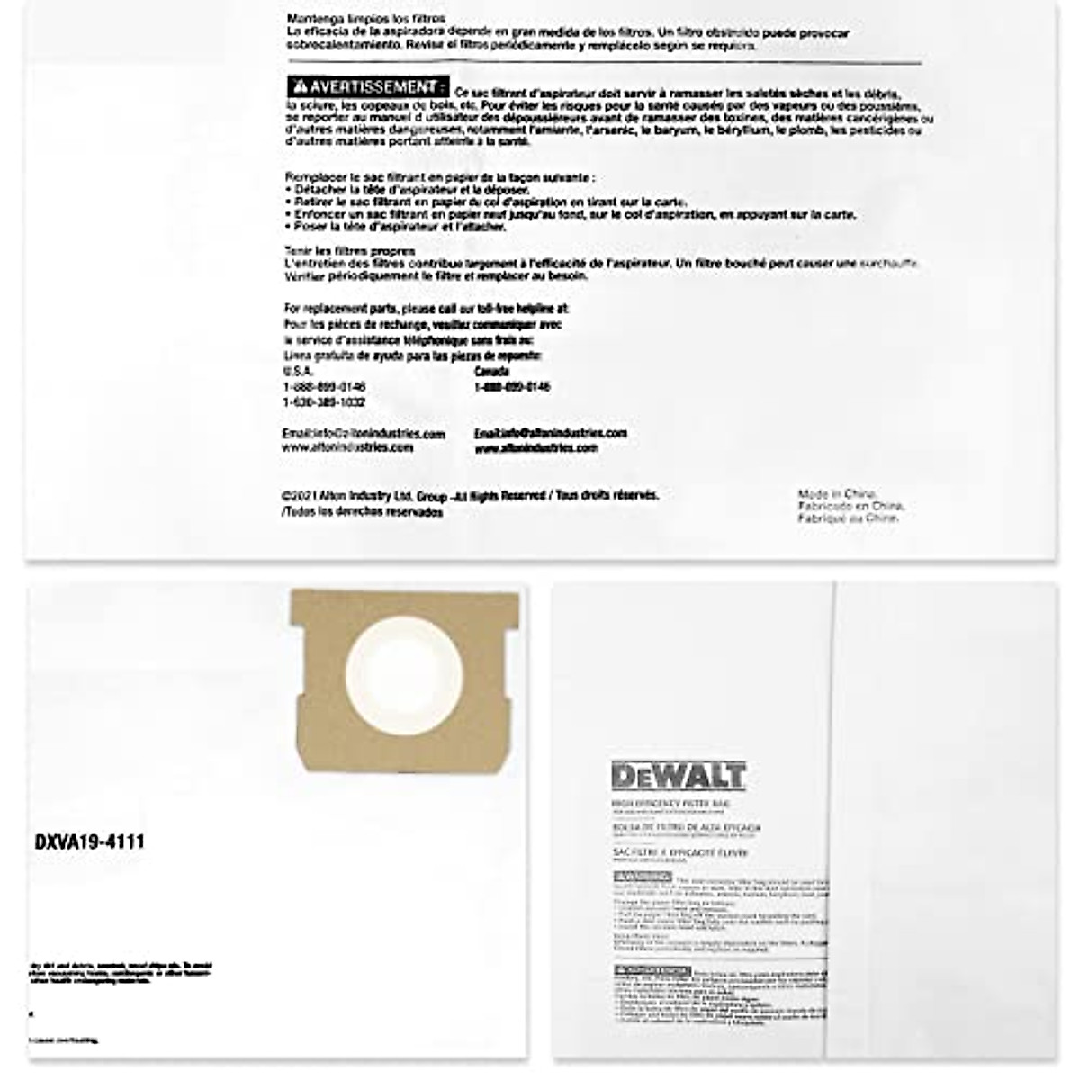 DEWALT DXVA19-4111 Fine Dust Bag Fits for 6-10 Gallon DEWALT Wet/Dry Vacuum