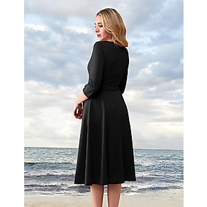 DRESSTELLS Cocktail Dress, Women's Wedding Guest Dresses, 3/4 Sleeves 1950s Vintage Tea Party Dress, 2023 Fall Church Dress, Fit and Flare Formal Prom Swing Dress Red Deer XL