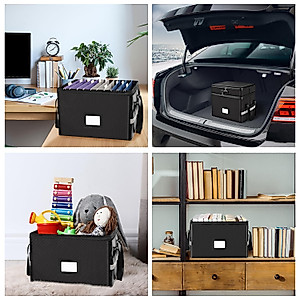 File Box with Wheels, Fireproof Document box with 5 Tabs & Inserts, Rolling File Organizer Cabinet for Home Office, Portable Collapsible File Storage with Lock for Hanging Letter/Legal Size Folder