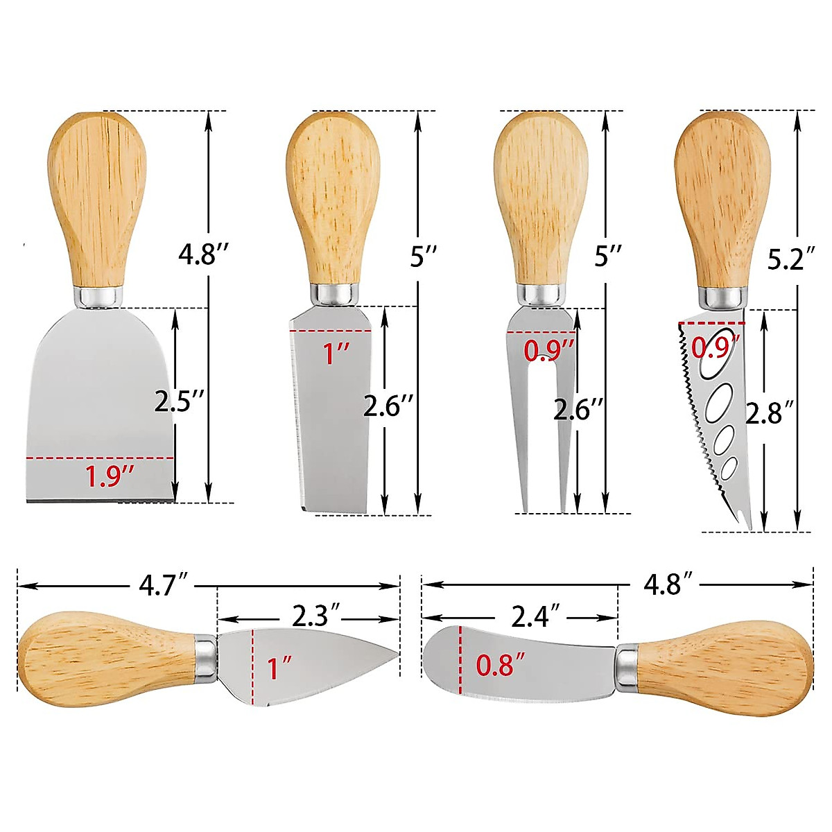 Cheese Knives Set - Cheese Knife, Cheese Spreader, Cheese Fork, Cheese Slicer, Cheese Cutter, Butter Knife – 6PCS Mini Stainless Steel Cheese Knives - Cheese Knife Set for Charcuterie Board