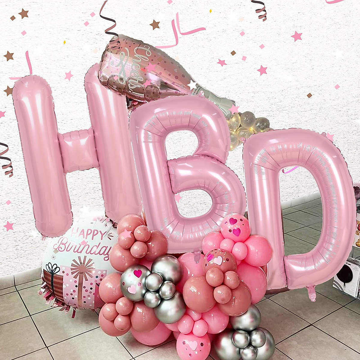 40 Inch Pink Letter Balloons, Large E Letter Balloons Foil Helium Balloons, Mylar Big Single Alphabet E Balloons, Pink Balloon Letters for Birthday Party Decorations Wedding Bride Anniversary Supplies