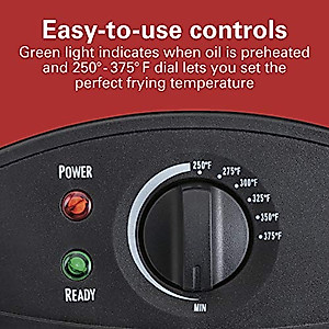 Hamilton Beach 35032 Professional Style Electric Deep Fryer, Frying Basket with Hooks, 1500 Watts, 3 Ltrs New for 2021, Stainless Steel