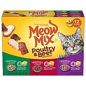 Meow Mix Tenders in Sauce Wet Cat Food, Poultry & Beef Variety Pack, 2.75 Ounce Cup (Pack of 48)