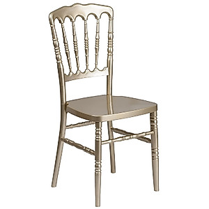Flash Furniture 2 Pack HERCULES Series Gold Resin Stacking Napoleon Chair