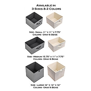 NEPA Market Fabric Storage Cube Bins - Non-Woven Foldable Fabric Bins, Closet Organizers for Shelves, Perfect for Clothes, Toys and More (Gray, Small)
