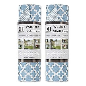 DII Fridge & Shelf Liner Collection Non-Adhesive, Cut to fit, Machine Washable, 12x20, Stonewash Blue Lattice, 2 Piece