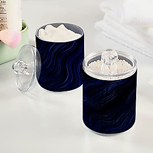 MNSRUU 4 Pack Qtip Holder Organizer Dispenser Dark Blue Curves Bathroom Containers Bathroom Vanity Storage Canister Apothecary Jars for Cotton Swabs/Pads/Floss