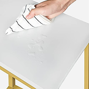 MAHANCRIS Bar Stools, Set of 2 Bar Chairs, Kitchen Breakfast Bar Stools with Footrest, 25.8-Inch Height, Rectangular Industrial Bar Stools, for Dining Room, Easy Assembly, White and Gold BAJW0101