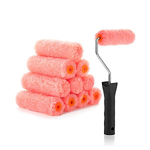 Bates- Paint Rollers, 4 inch Paint Roller with 10 Covers, Small Paint Roller, Paint Roller Covers, Mini Paint Roller, Paint Roller 4 Inch, Mini Rollers for Painting, Paint Rollers 4 Inch