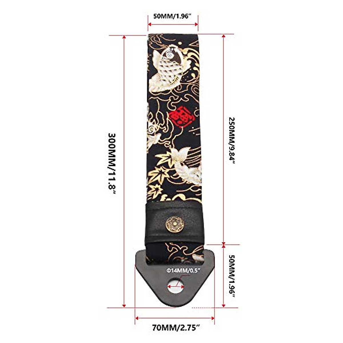 Ancient Japanese Antiquity Element Tow Strap，Car Modification Sports Trailer Belt with Combination of Koi Traction Rope Trailer Hook Fit for Decorative Trailer Belt（Black）