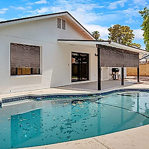 HENG FENG Outdoor Roller Shade Cordless 6'W x 6'H Brown Exterior Patio Shades Roll Up Outdoor Blinds for Porch Gazebo Pergola Backyard Deck