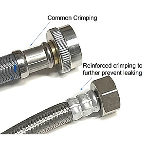 Faucet Water Supply Connector Line Braided Stainless Steel, Faucet Supply Line - 3/8 Female Compression Thread x 1/2 Female Iron Pipe Thread (3/8" Comp x 1/2" FIP) (10, 16 inch)