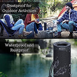 Sony Super-Portable, Powerful and Durable, Waterproof, Wireless Bluetooth Speaker with Extra BASS – Black + USB Adapter