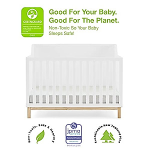GAP babyGap Oxford 6-in-1 Convertible Crib - Greenguard Gold Certified, Bianca White/Natural