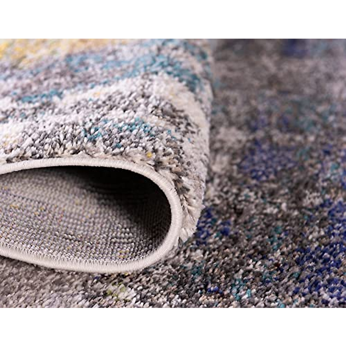 Unique Loom Chromatic Collection Modern Rustic & Vibrant Abstract Area Rug for Any Home Décor, 8' 0" x 8' 0", Beige/Gray