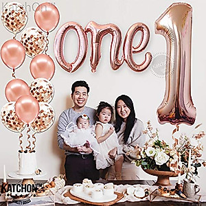 Large, Rose Gold One Balloon for First Birthday - Number 1 Balloon, 40 Inch | 1st Birthday Girl Decoration | Rose Gold 1 Balloon for First Birthday | 1st Birthday Balloons, 1st Birthday Decorations