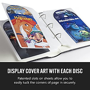 Bellagio-Italia CD/DVD Storage Binder - Black - Leather - 48-Disc Capacity - Storage Organizer for DVDs, CDs, Blu Rays, & Video Games - Acid-Free Binder Organizer Sheets - 1 Pack