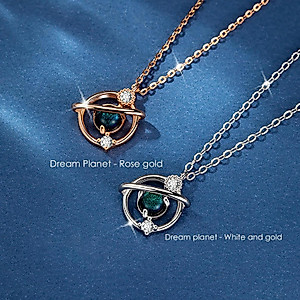 Luxurious Planet Collarbone Necklace Ladies Personalized Diamond Dark Moon Pendants Necklace Sparkly Pendant Jewelry, Silver