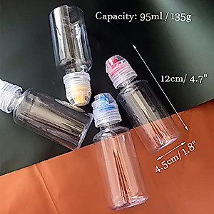 ZAYOIZY 4pcs Mini Honey Squeeze Bottle Refillable Condiment Container Dispenser with Flip Top, Camping/Travel Size Leakproof Bottles for Syrups, Ketchup, Salad Dressing, Cooking Oils