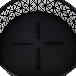 Sunjoy 30 in. Outdoor Fire Pit, Patio Black Round Wood-Burning Steel Firepit Large Fire Pits for Outside with Spark Screen and Fire Poker