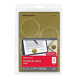 Office Depot Permanent Self-Adhesive Notarial Seals, 2in. Diameter, Pack of 44, OD98782