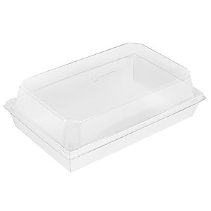Restaurantware Matsuri Vision Rectangle White Paper Medium Sushi Tray - 8" x 5" x 1 1/2" - 100 count box