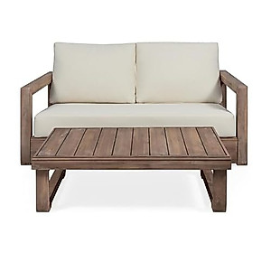 Noble House Westchester Outdoor Loveseat Set w/Coffee Table Brown