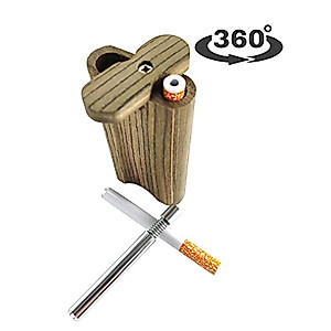 Portable Wooden Box, Natural Wood Grain Rotating Design with 4 Accessories