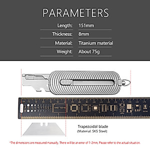 TGZUO Titanium EDC Utility Knife with Retractable Razor Box Cutter 10pcs Carbon Blades