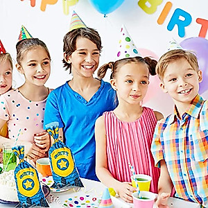 100 Pcs Police Party Cellophane Bags Police Party Favor Bags Police Gift Bag Police Candy Bag Police Goodie Bags Blue Cello Bags Treat Bag with 100 Sliver Twist Ties for Cop Birthday Party Supplies