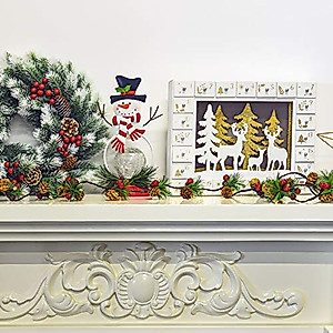 FUNPENY Christmas PineCones String Lights, 6.56Ft 20 LED Pine Needles Red Berries Fall Light Garland, Indoor Outdoor Decor for Thanksgiving Christmas Autumn Themed Party Decorations