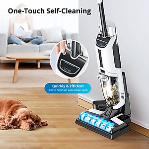 Acekool Smart Voice Assistant Cordless Wet Dry Vacuum and Mop Cleaner, 30s Self-Cleaning Household Stick Vacuum Cleaner Pet Hair, LED Display, Upright for Hardwood Floors and Carpet
