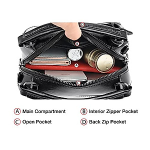 FOXLOVER Small Leather Crossbody Bags for Women Ladies Shoulder Bag Top Handle Mini Handbag and Purse (Black)