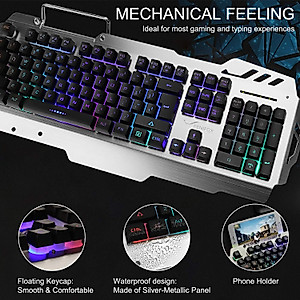 Wired Keyboard and Mouse Combo - Rainbow Keyboard Ergonomic Mechanical Feeling Colorful Led Light Up Keyboard Mouse