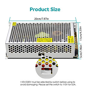 Aclorol 5V 40A 200W Power Supply 110V / 220V AC to DC 5V 40amp Universal Power Converter Transformer Driver Adaptor for WS2812B WS2813 2812 LED Strip Pixel CCTV Camera Security System Laptop Project