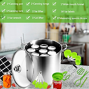 Canning Pot Water Bath Canner 20quart Stock Pot, Stainless Steel Canning Supplies Starter Kit Canner Tools Beginners Canning Kits Accessories with Rack, Tongs, Jar Lifter, Full Canning Set