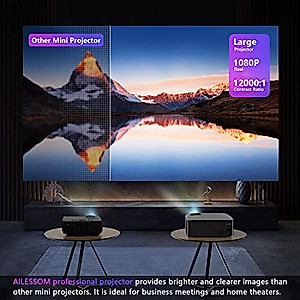 Native 1080P 5G WiFi Bluetooth Projector, AILESSOM 750ANSI 450" Display Support 4K Movie Projector, High Brightness for Home Theater and Business, Compatible with iOS/Android/TV Stick/PS4/HDMI/USB/PPT
