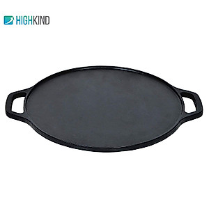 Highkind Pre-Seasoned Cast Iron Dosa Tawa with Premium Extra Coating (12 inches) Perfect for Cooking on Gas, Induction and Electric Cooktops,Black