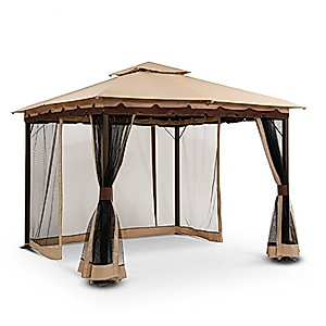 Garden Winds Replacement Canopy Top Cover and Netting Set for The Bali Gazebo - RipLock 350
