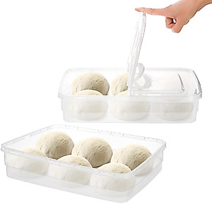 Lawei 3 Pack Pizza Dough Proofing Box, 14 x 10 Inch Dough Trays with Lid and Handle for Pizza, Stackable Pizza Bread Fermentation Storage Containers, Translucent Box with Cover Dough Tray, BPA Free