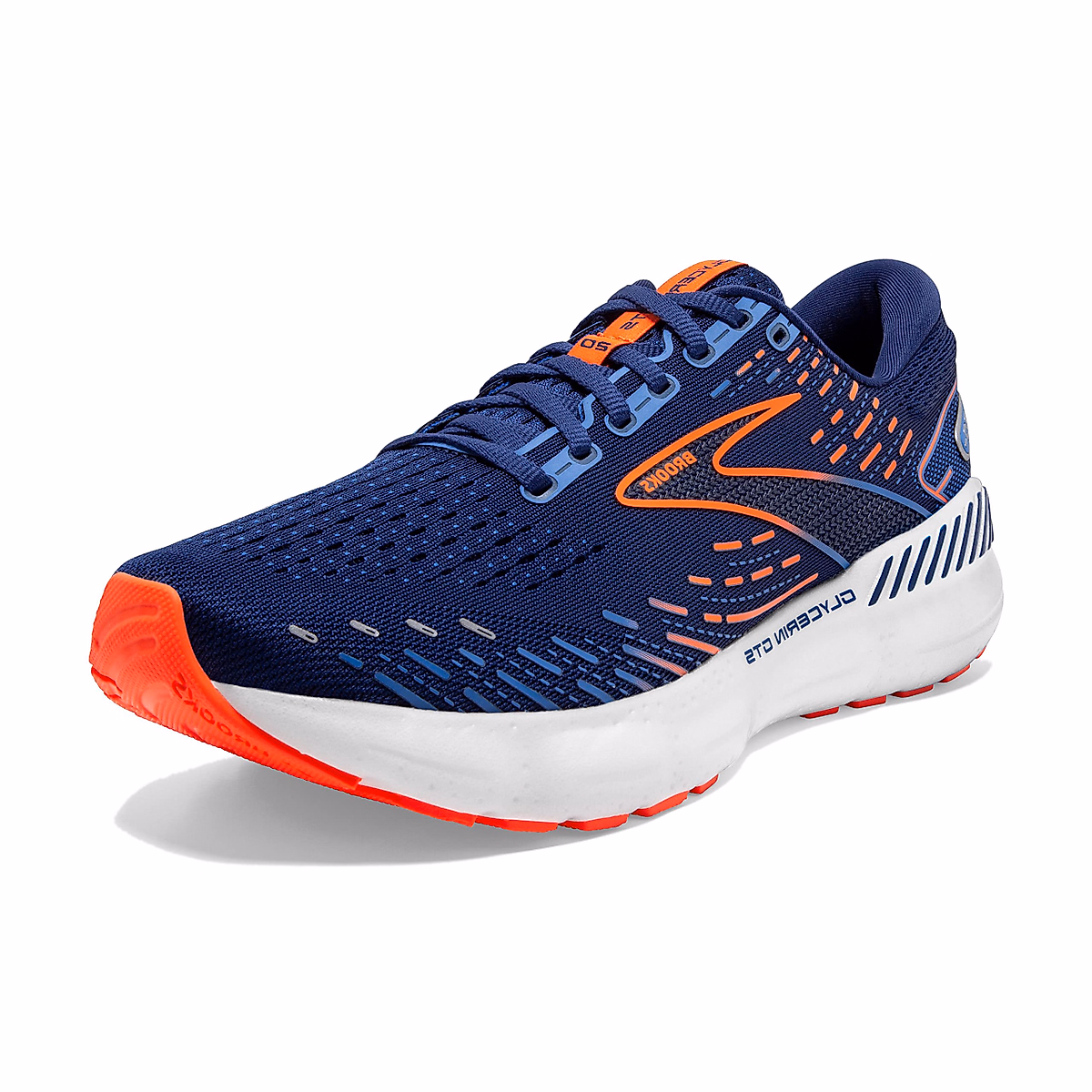 Brooks Men's Glycerin GTS 20 Supportive Running Shoe - Blue Depths/Palace Blue/Orange - 10.5 Medium