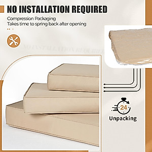 Oakmont Outdoor Replacement Cushions for Patio Furniture,Water-Resistant Cushions for Patio Conversation Set,14-Piece Cushions for 6-seat Outdoor Sectional Sofa(Light Brown)