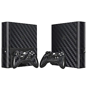SKINOWN Skin Sticker Vinyl Decal Cover for Xbox 360 E Console and Remote Controllers Carbon Fiber Black