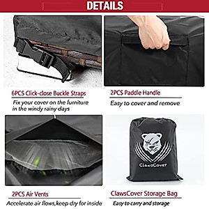 ClawsCover V-Shaped Outdoor Patio Sectional Sofa Covers Waterproof Heavy Duty Rip-Stop Anti-UV Oxford Cloth Patio Furniture Couch Cover Protector,6 Windproof Straps,Air Vent,100" L/100 Lx 32" Dx31 H