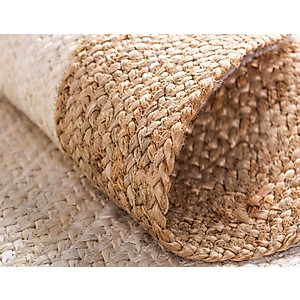 Unique Loom Braided Jute Collection Hand Woven Natural Fibers Ivory Round Rug (3' 3 x 3' 3)